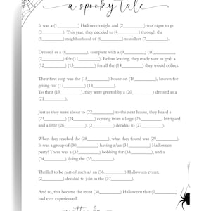 Mad Libs Halloween Halloween Printable Games Printable - Etsy