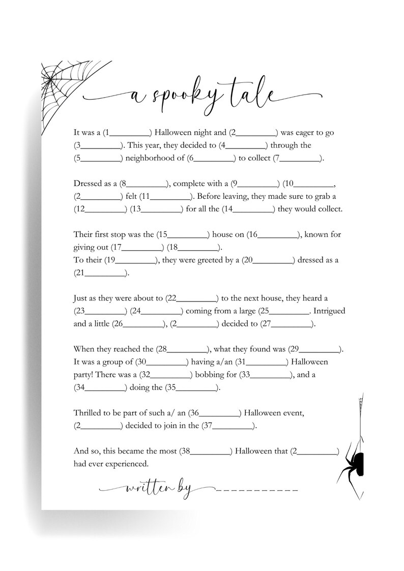 Mad Libs Halloween Halloween Printable Games Printable - Etsy