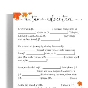 Autumn Mad Libs Mad Libs Fall Mad Libs November Mad Libs Fall Mad Libs ...