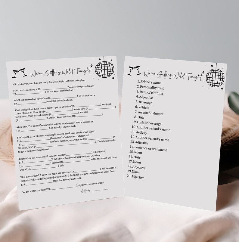 Mad Libs Game Girls Night Mad Libs Games Girls Night Madlib Funny Mad ...