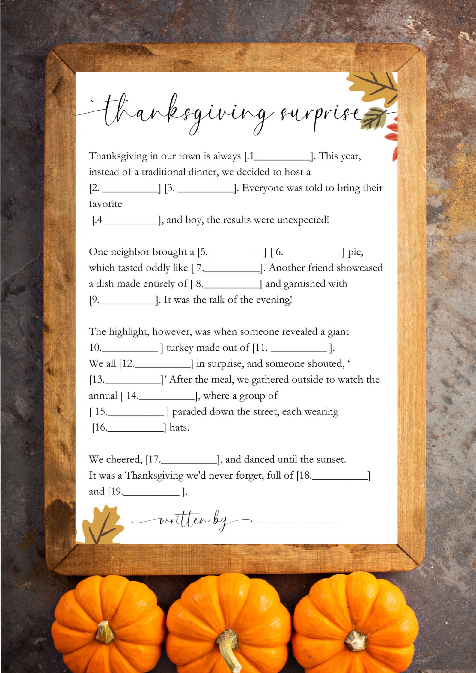 Mad Libs Game Three Thanksgiving Games Printable Printable Thanksgiving ...
