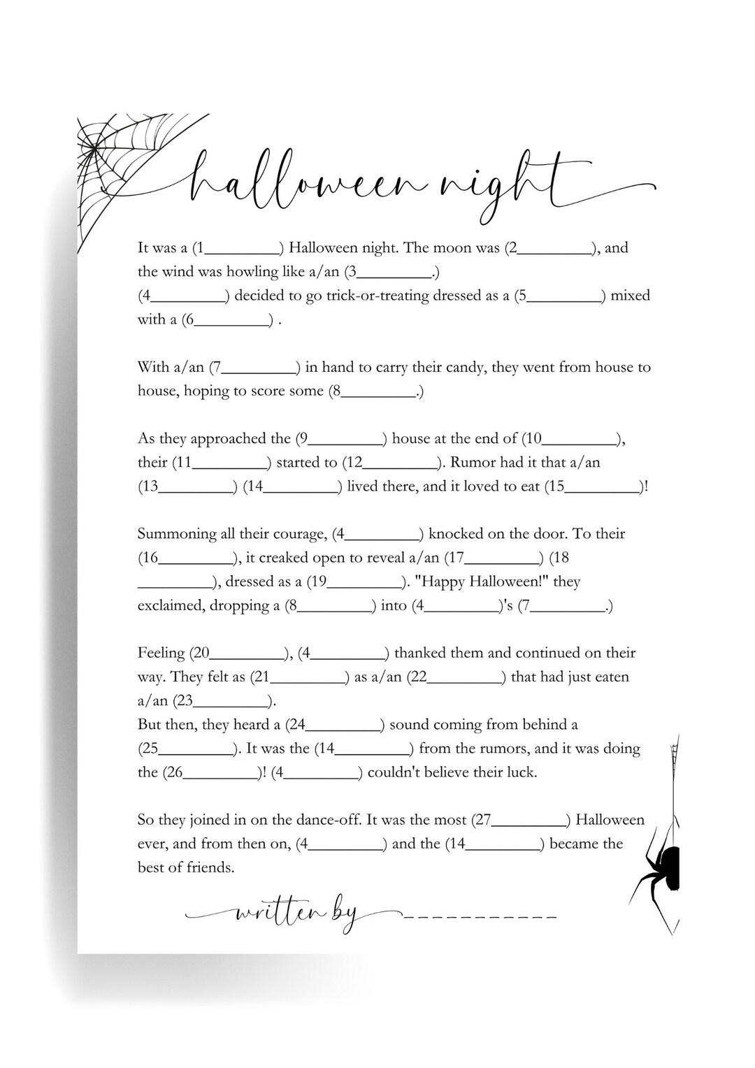 Spooky Mad Libs Halloween Activities Mad Libs Halloween - Etsy