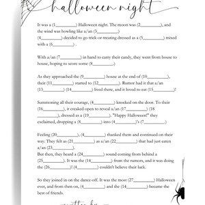 Mad Libs Halloween Halloween Printable Games Printable - Etsy