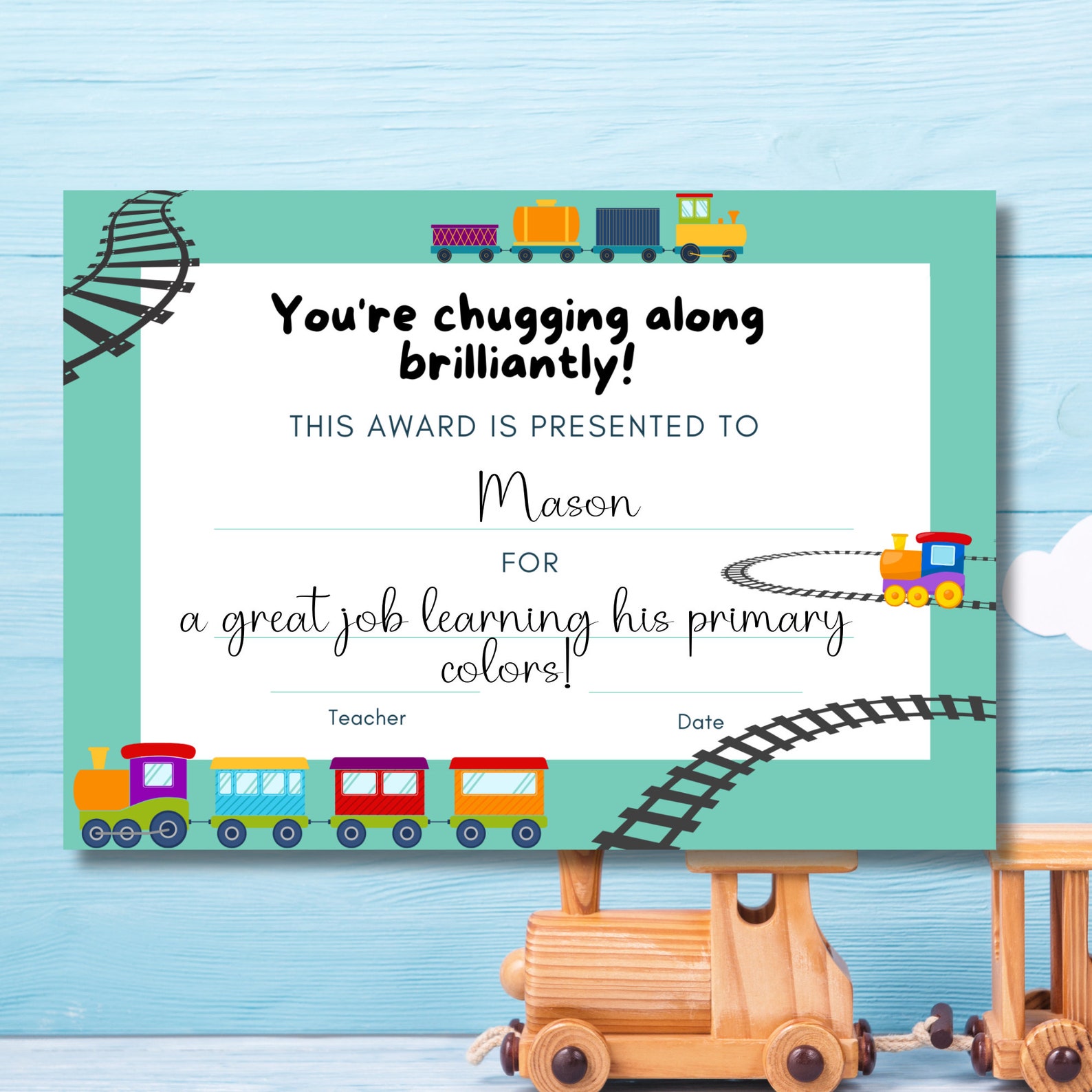 Kids Certificate Kids Award Homeschool Award Kids Certificate Trains ...