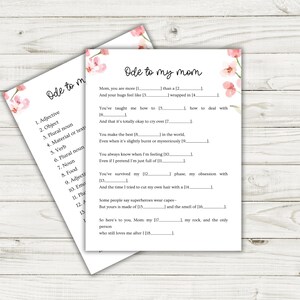 Mother's Day Mad Libs Mothers Day Madlibs Funny Games Mothers Day Games ...