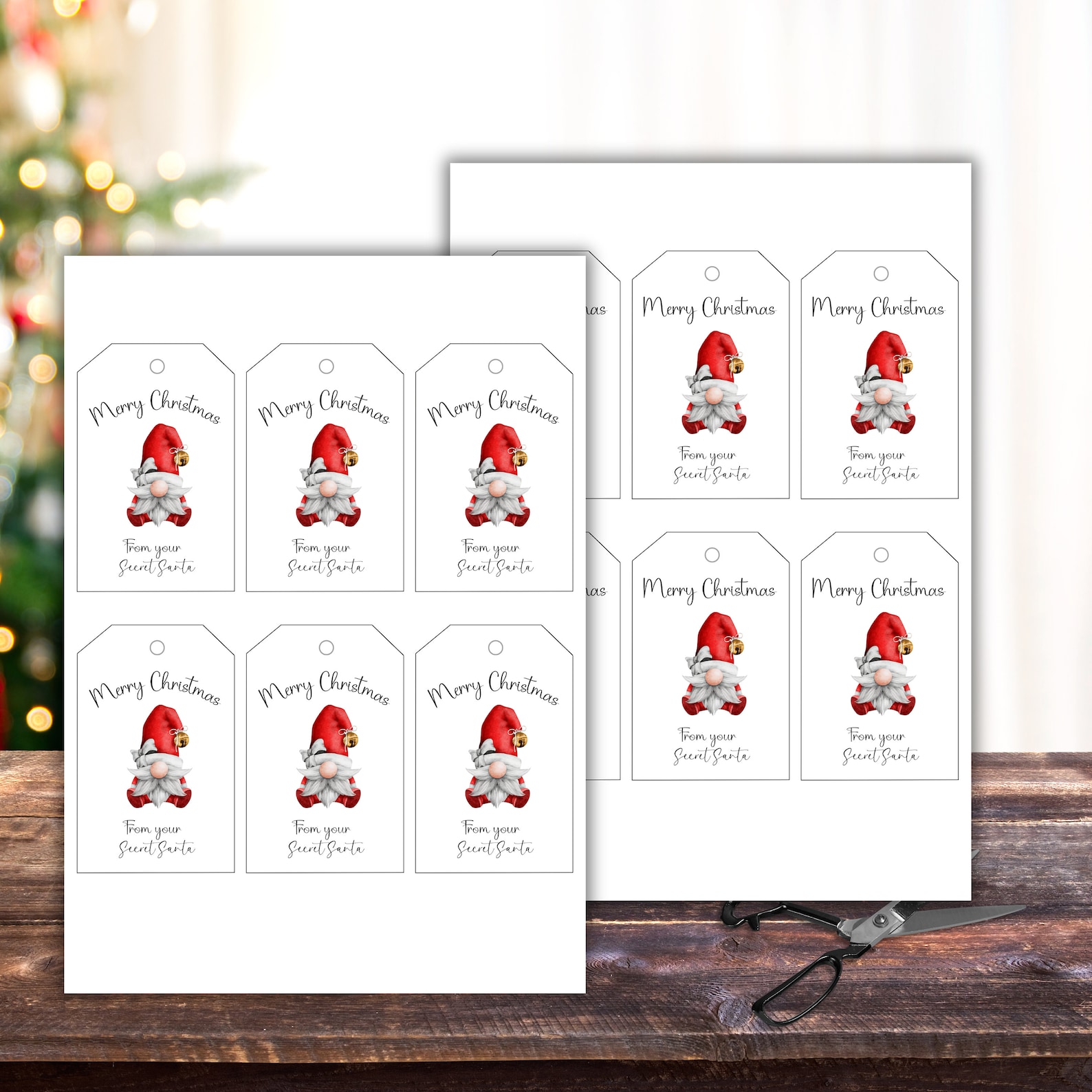 Gnome Santa Gnome Christmas Tags Secret Santa Gift Tags Secret Santa ...
