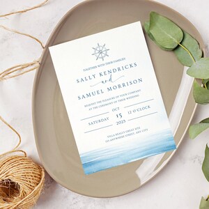Nautical Wedding Invitation Nautical Invitation Beach Wedding Seaside ...
