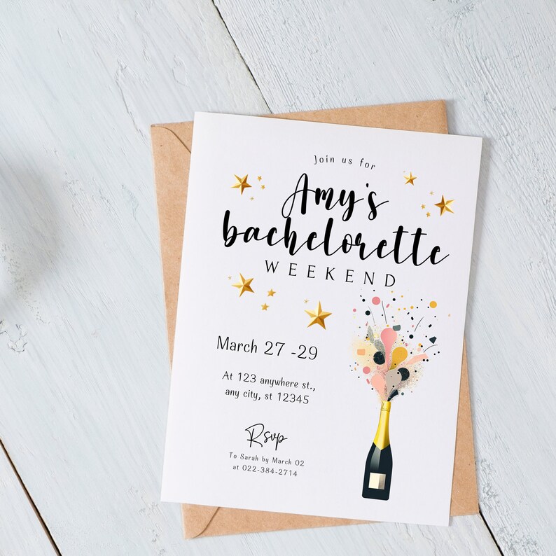 Editable Bachelorette Party Invitation Bachelorette Weekend Invitation ...