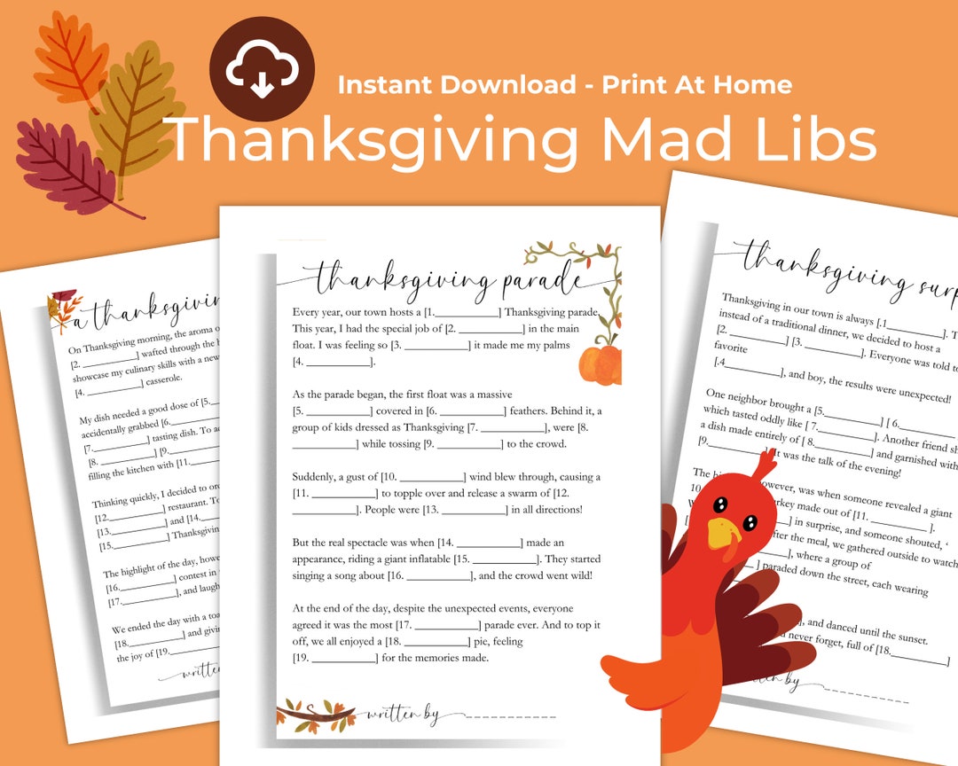 Thanksgiving Mad Libs Thanksgiving Games Thanksgiving Games for Kids ...
