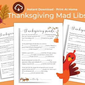 Mad Libs Game Three Thanksgiving Games Printable Printable Thanksgiving ...