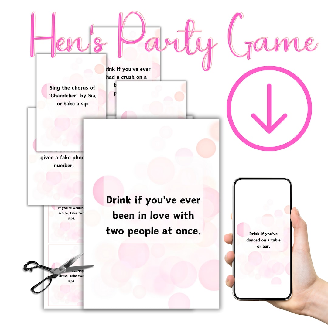Hen Party Games Hen Drinking Game Hens Drink If Game Printable Hens ...