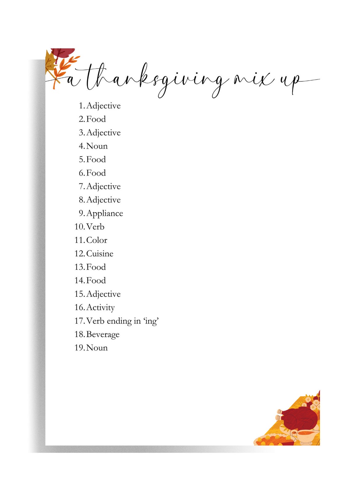 Thanksgiving Mad Libs Thanksgiving Games Thanksgiving Games for Kids ...