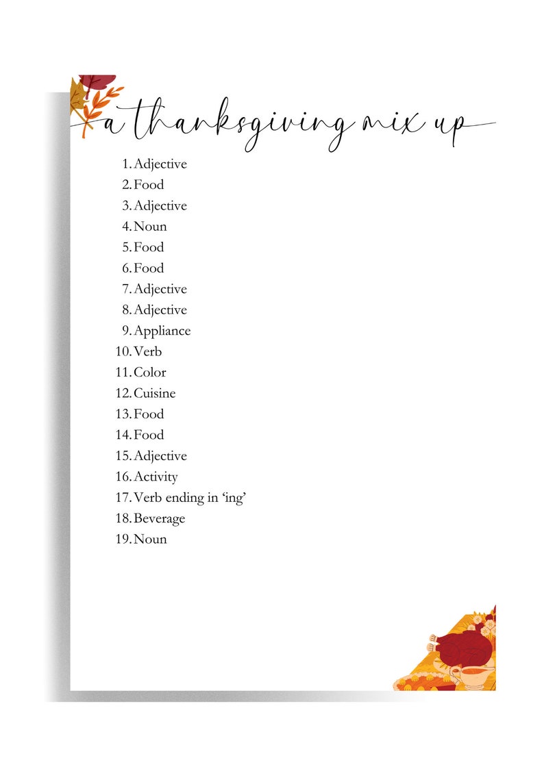 Mad Libs Game Three Thanksgiving Games Printable Printable Thanksgiving ...