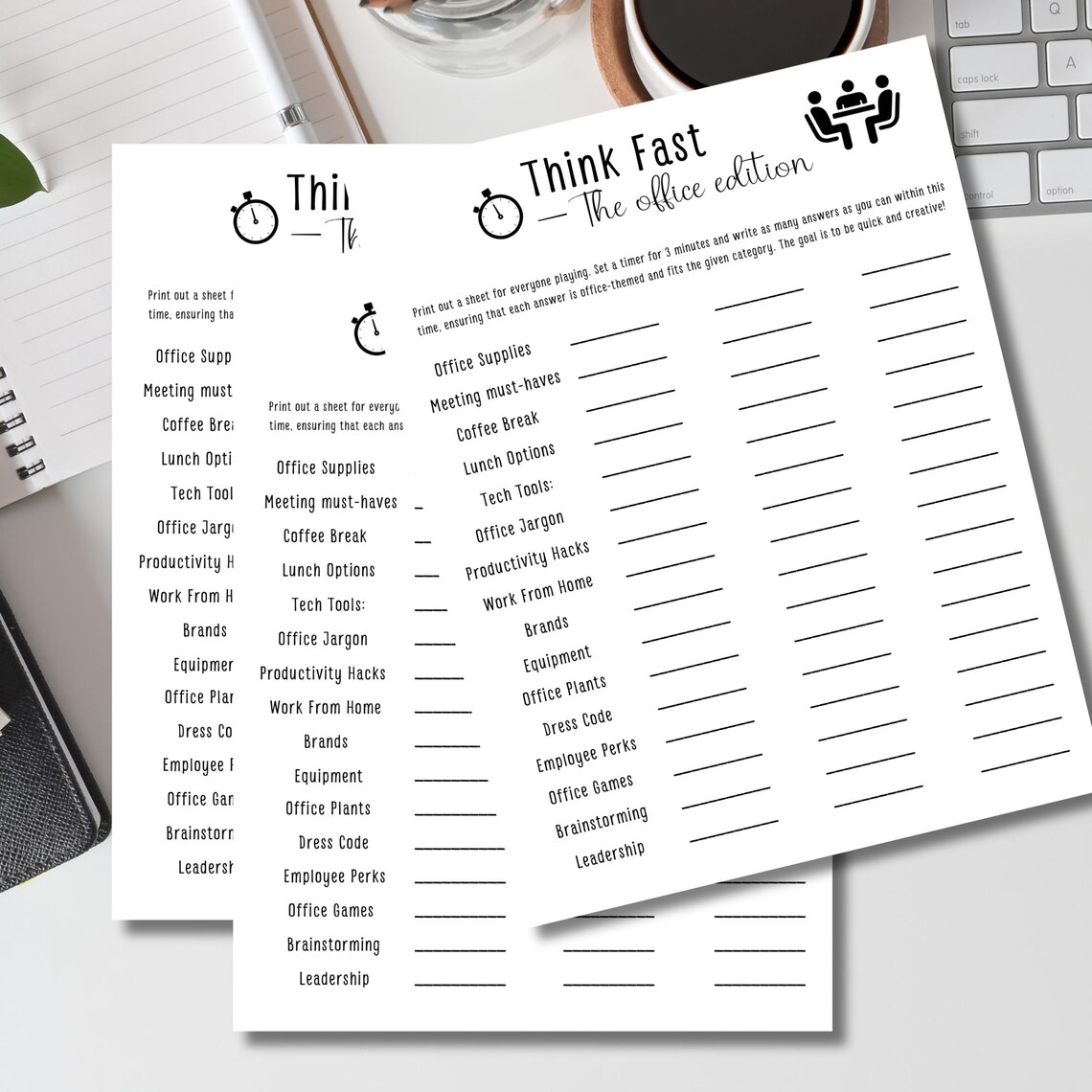 Think Fast Office Game Office Games Work Games Coworker Games Printable ...
