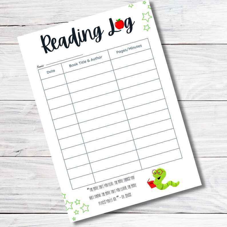 Reading Log Reading Log Printable Kids Reading Log School Reading Log ...
