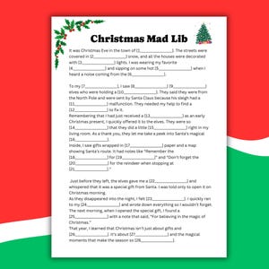 Christmas Mad Libs Style Story Game – Printable Christmas Fill-in-the ...