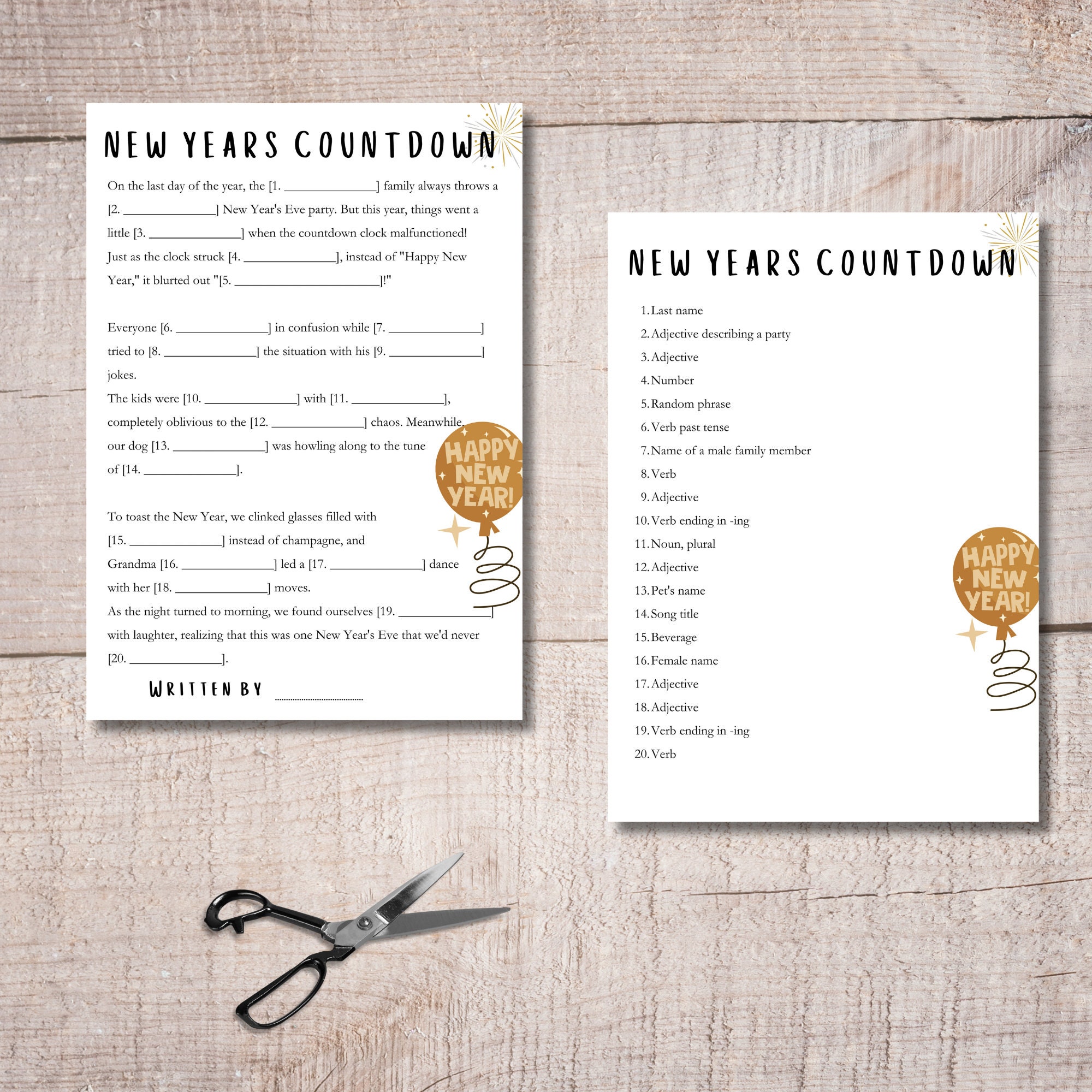 New Years Eve Game New Years Printable Games New Years Mad Libs New ...