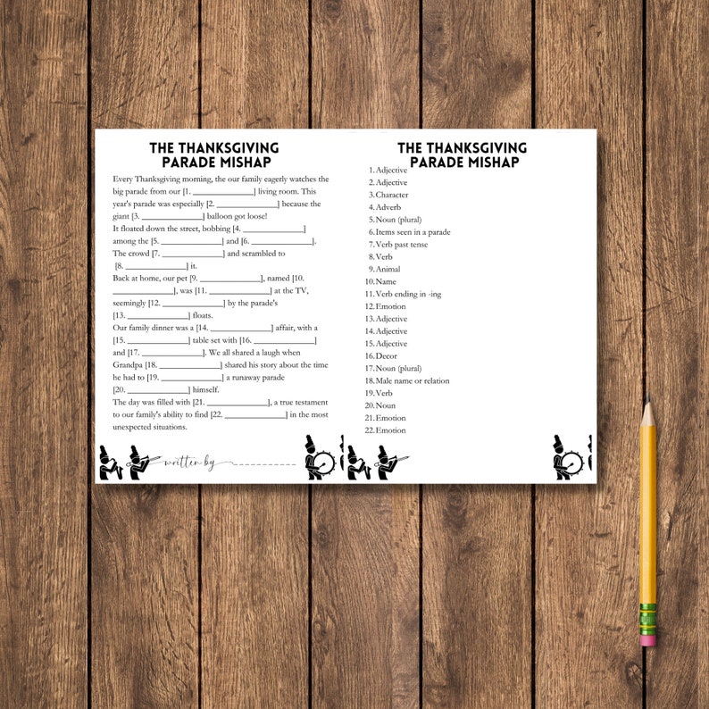 Black and White Printable Games Table Games Thanksgiving Mad Libs ...
