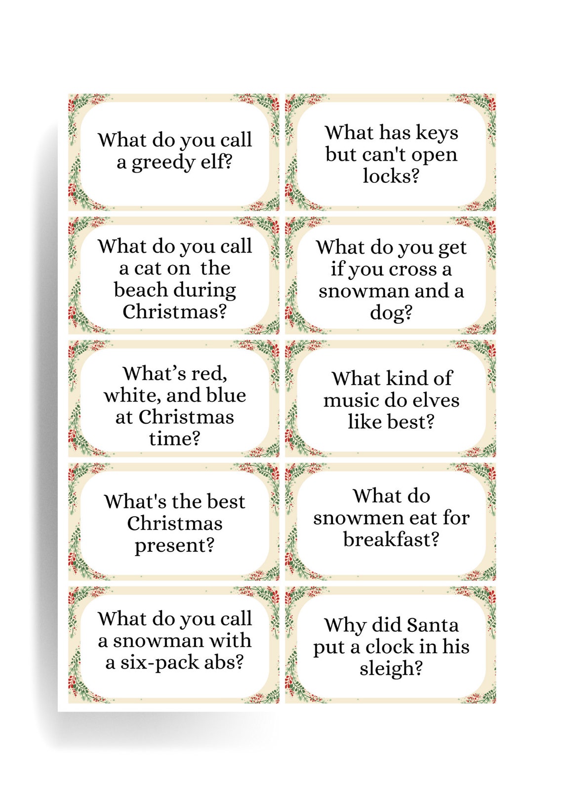 Christmas Riddles Printable Christmas Riddles Lunchbox Riddles Lunchbox ...