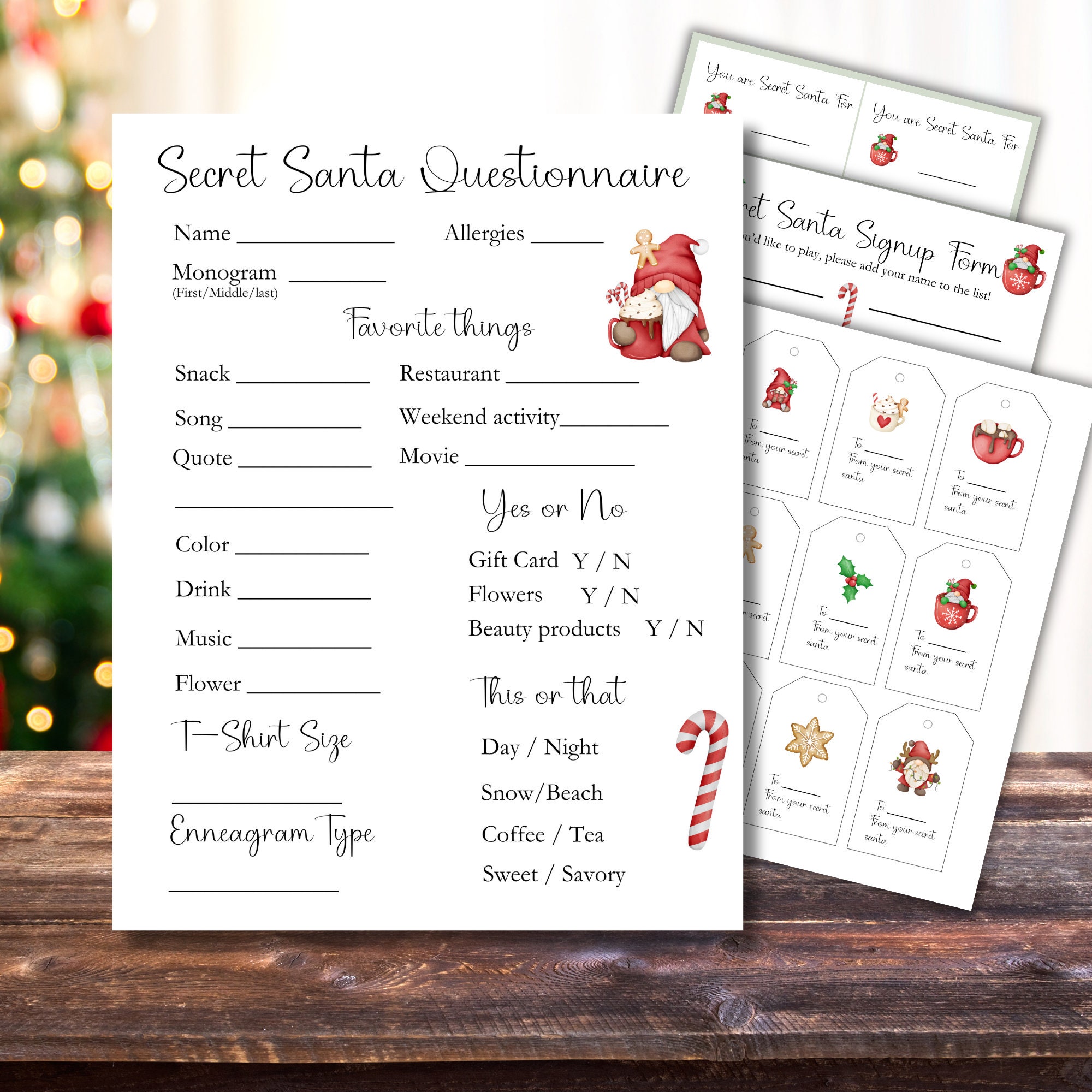 Secret Santa Questionnaire Secret Santa Questionnaire for Coworkers ...