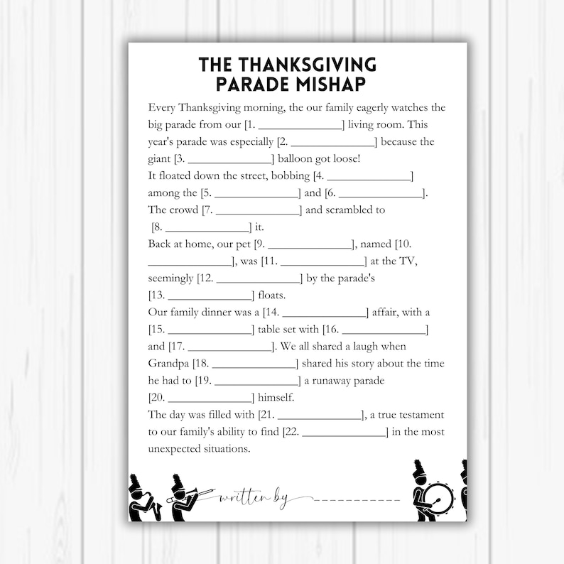 Black and White Printable Games Table Games Thanksgiving Mad Libs ...