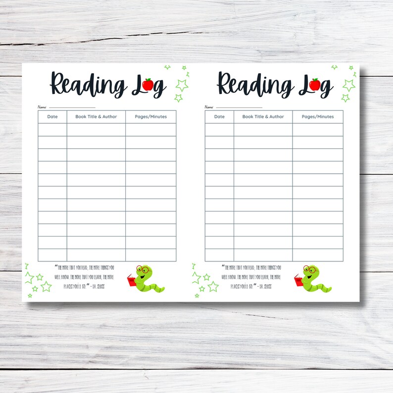 Reading Log Reading Log Printable Kids Reading Log School Reading Log ...