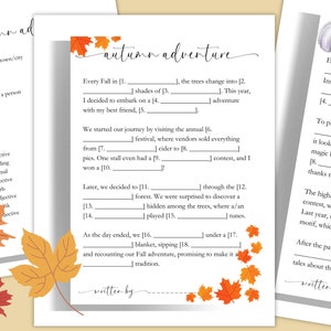 Autumn Mad Libs Mad Libs Fall Mad Libs November Mad Libs Fall Mad Libs ...