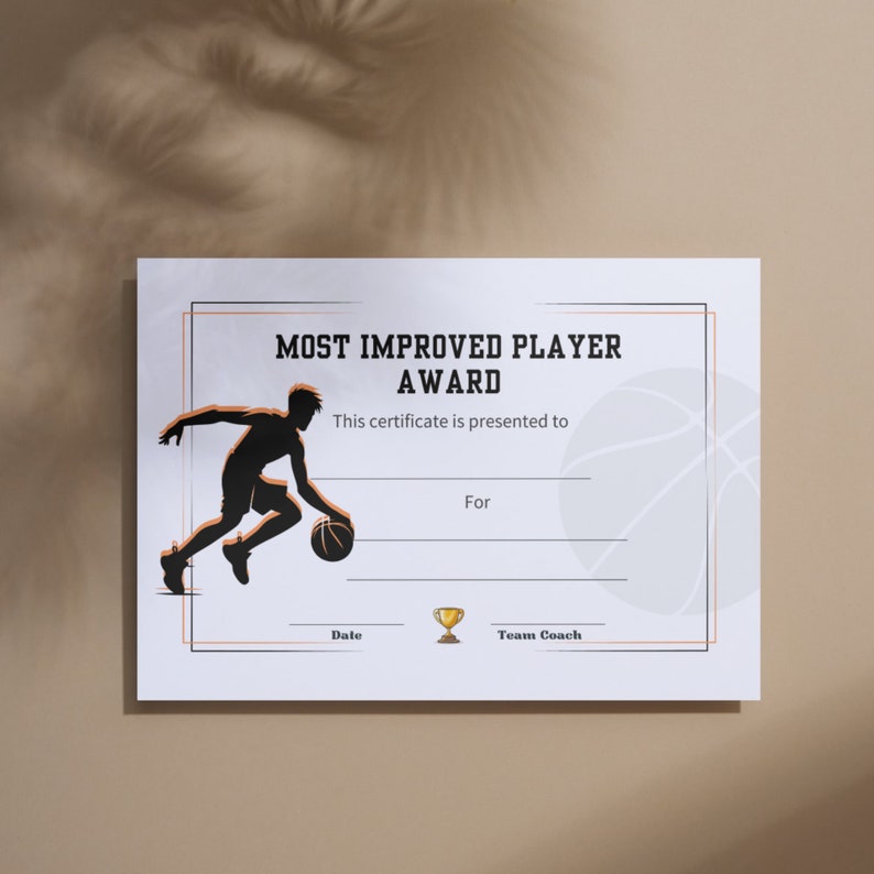 Printable Basketball Certificate Basketball Certificates Printable MVP ...