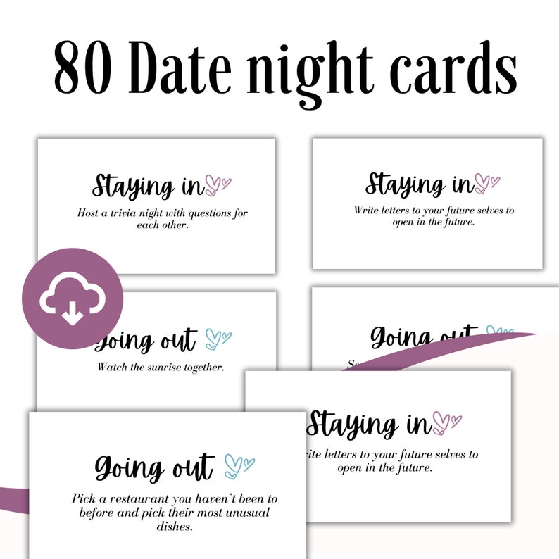 Date Cards Date Night Ideas Printable Date Night Cards Paper ...