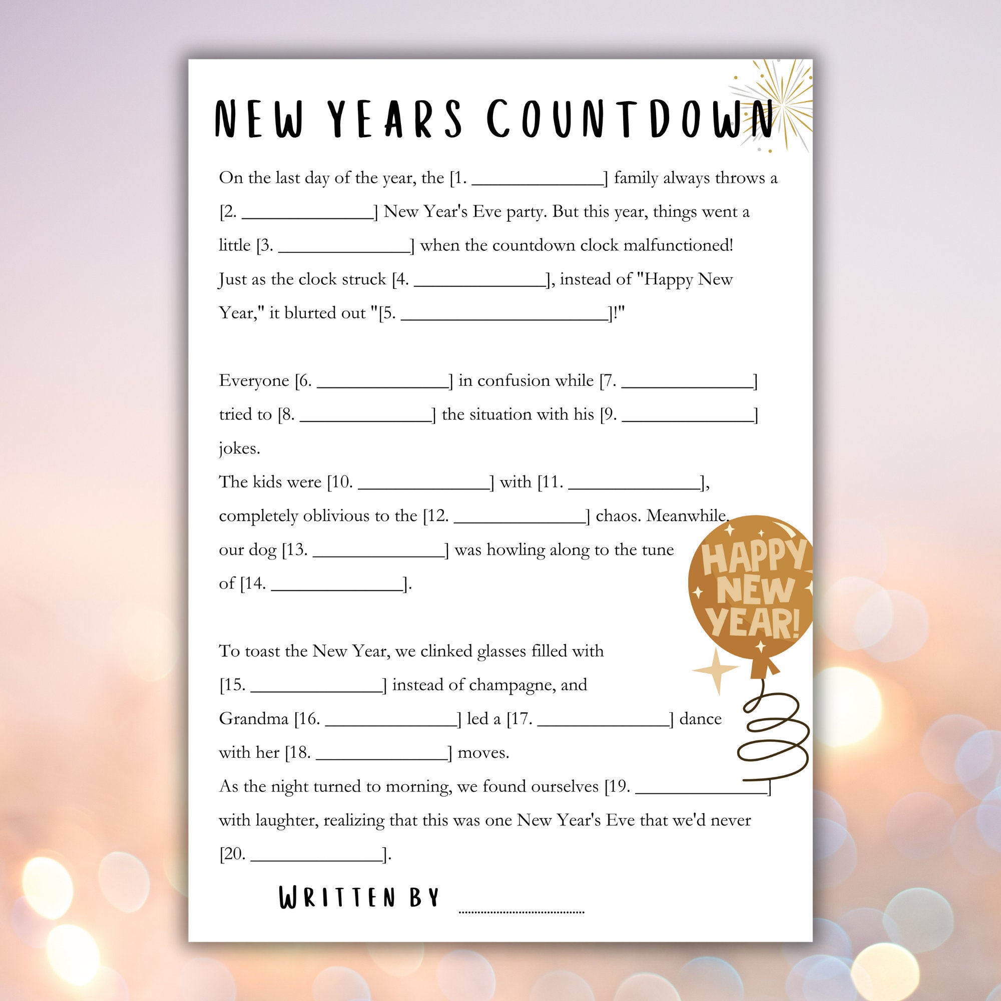 New Years Eve Game New Years Printable Games New Years Mad Libs New ...