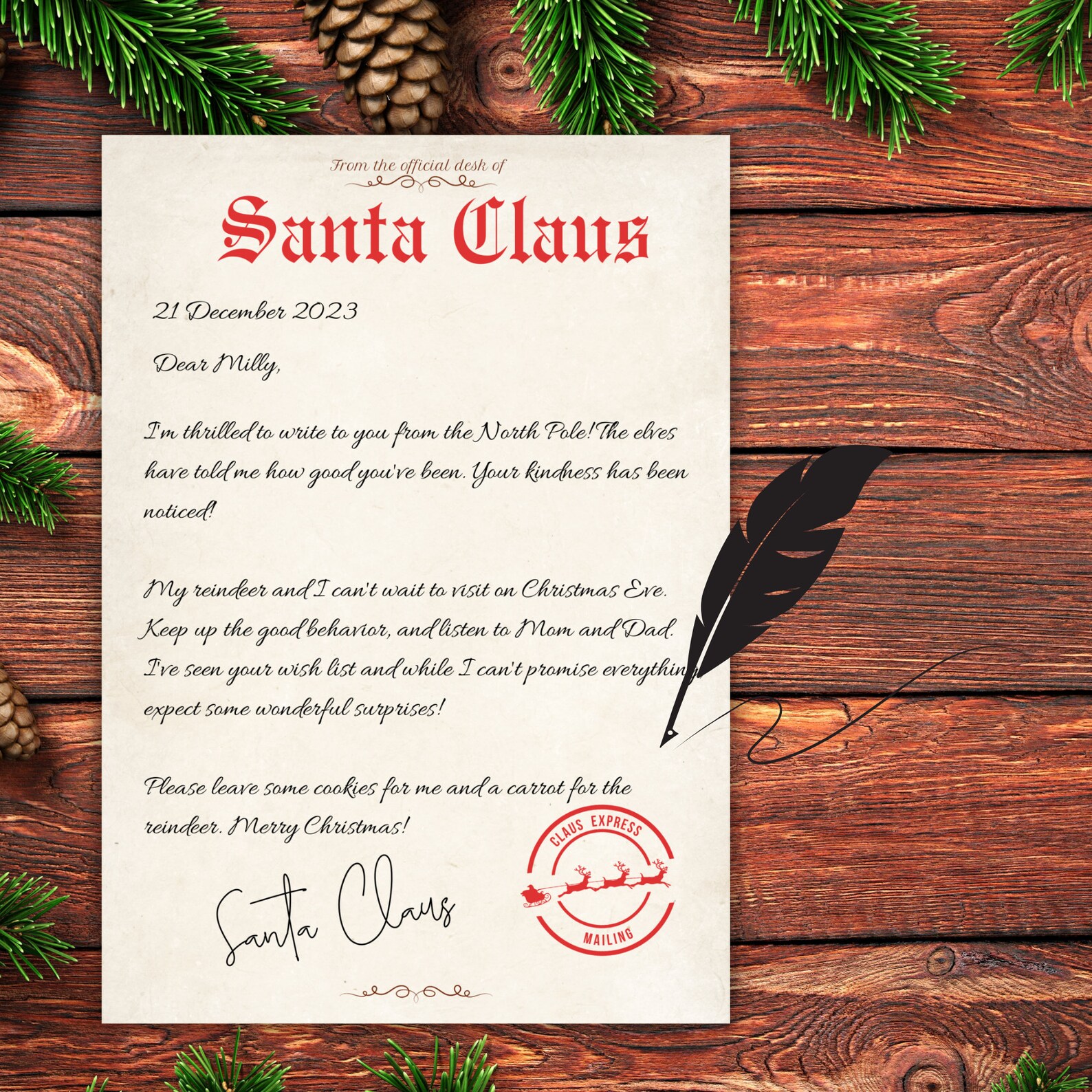 Editable Letters From Santa Rewritable Santa Letter Letter From Santa ...