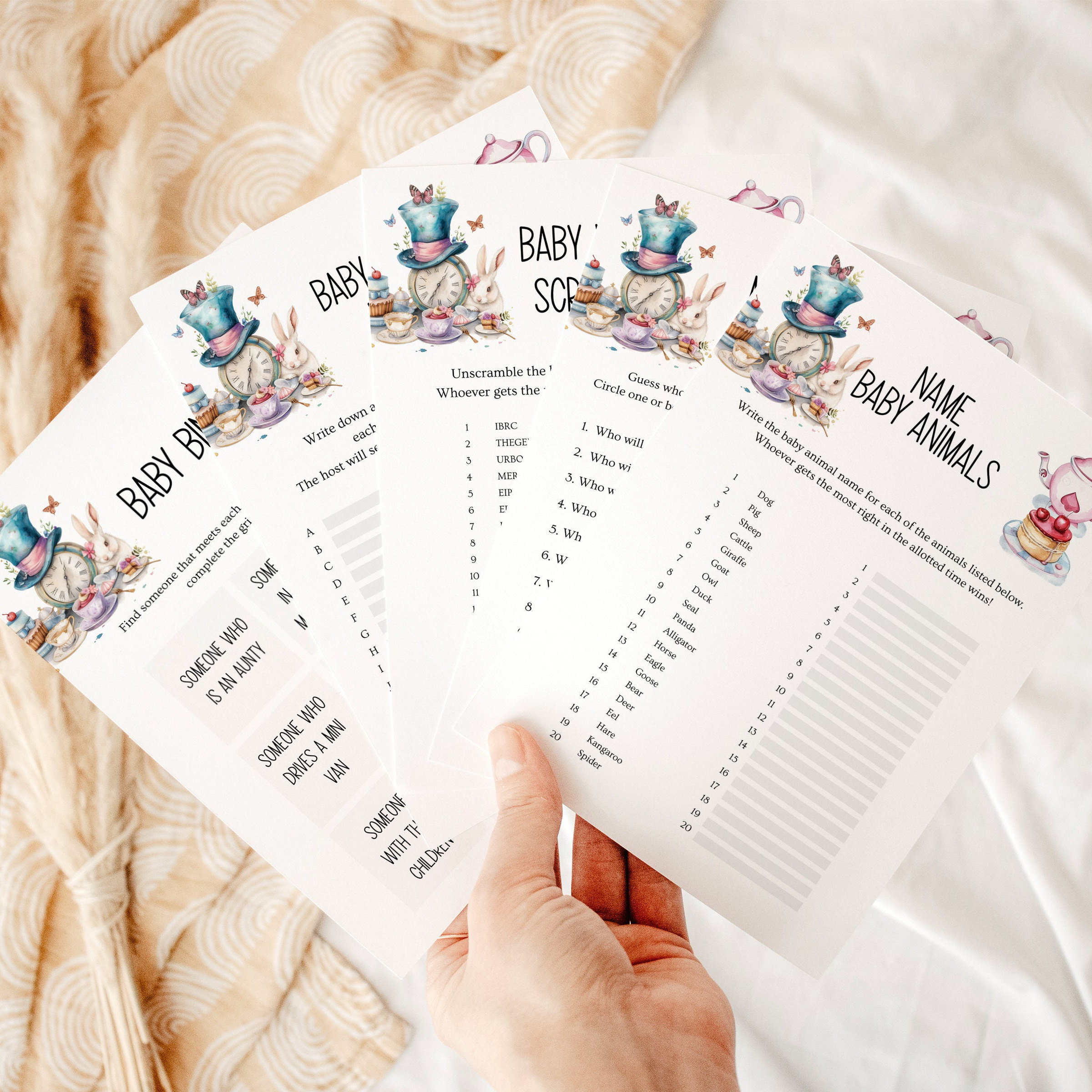Alice in Wonderland Baby Shower Games Alice Baby Shower Games Bundle ...
