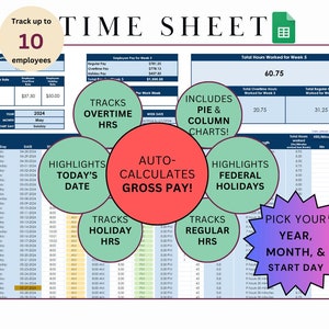 Employee Timesheet, Employee Time Tracker, Small Business Payroll, Employee Time Log Spreadsheet ...
