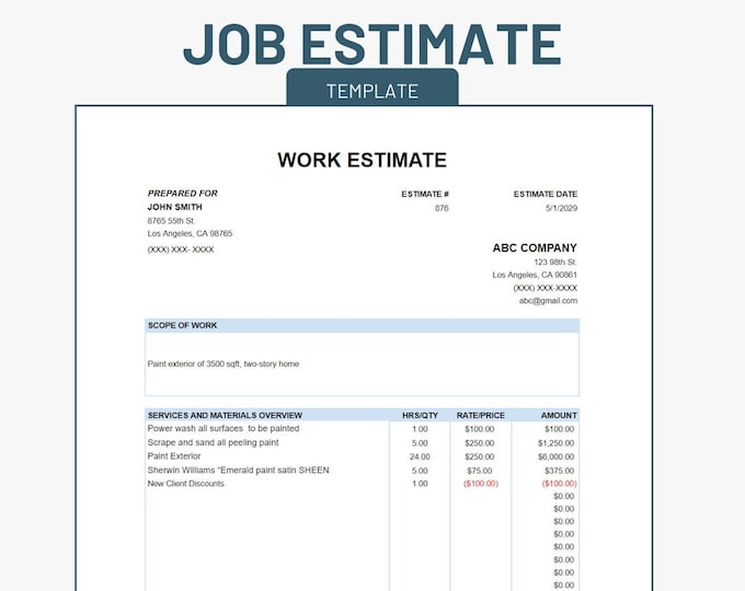 Simple T&M Template, Extra Work Order Ticket Template, Handyman Time ...