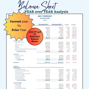 Balance Sheet Template, Balance Sheet Comparison, Year Over Year ...