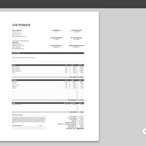 Job Estimate Template, Bid Template, Construction Proposal, Scope of ...