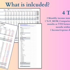Income Statement Template, Profit and Loss, Year Over Year Income ...