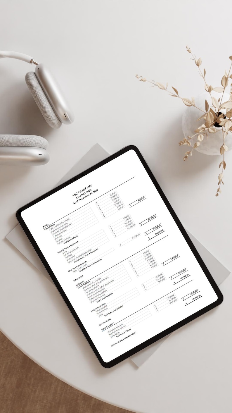 Balance Sheet Template: Small Business Financial Statement (excel ...