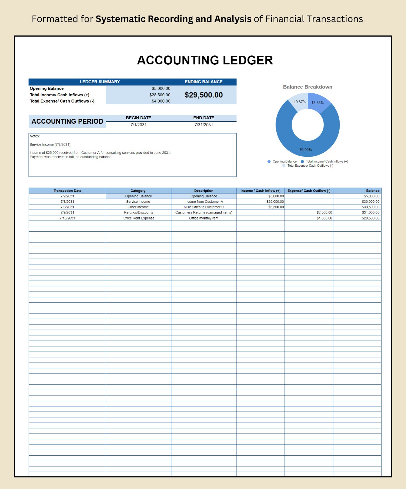 Accounting Ledger, Monthly Business Transactions Tracker, Bookkeeping ...