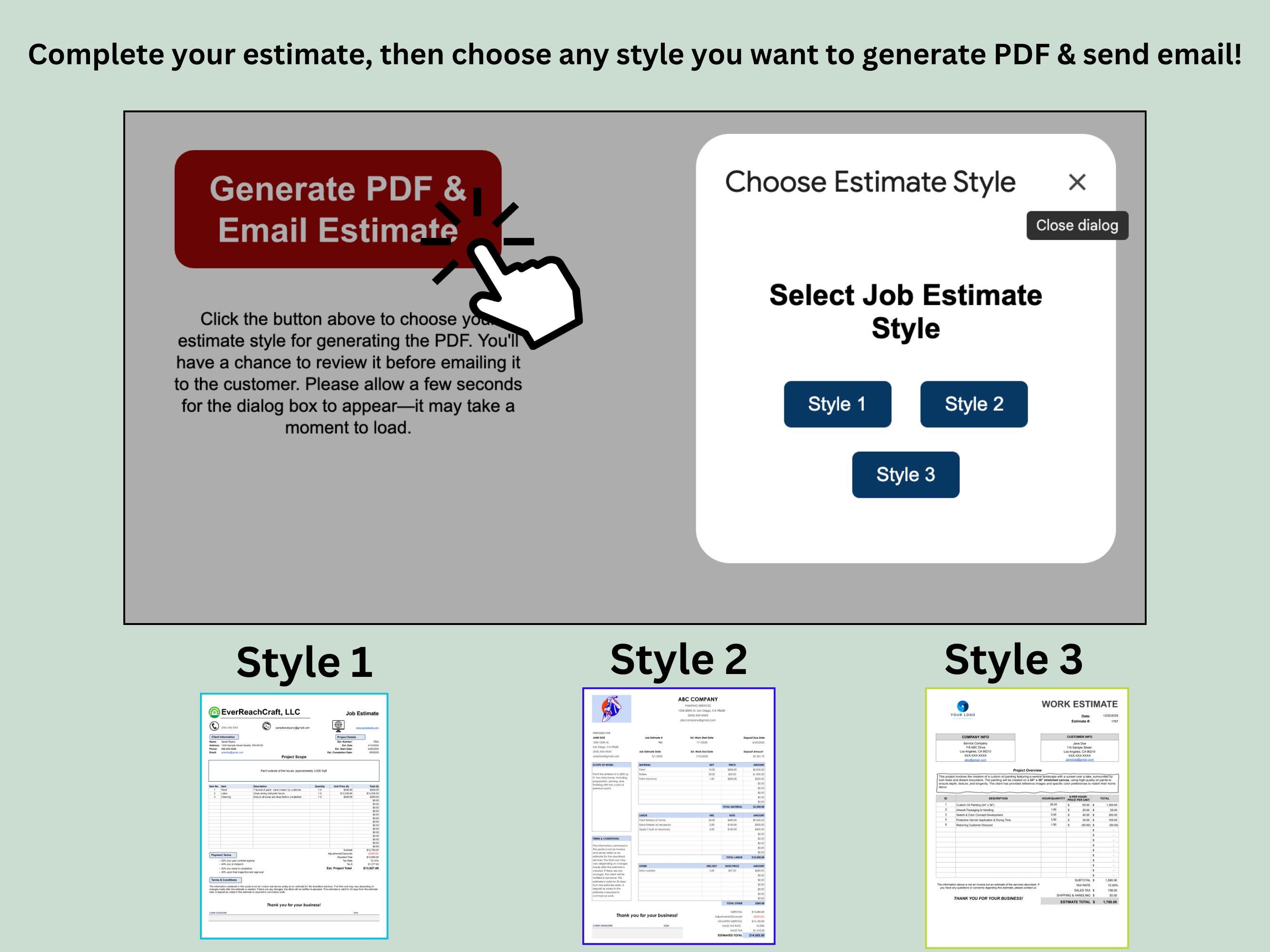 Job Estimate Template: PDF & Email Automation With Logo - Etsy