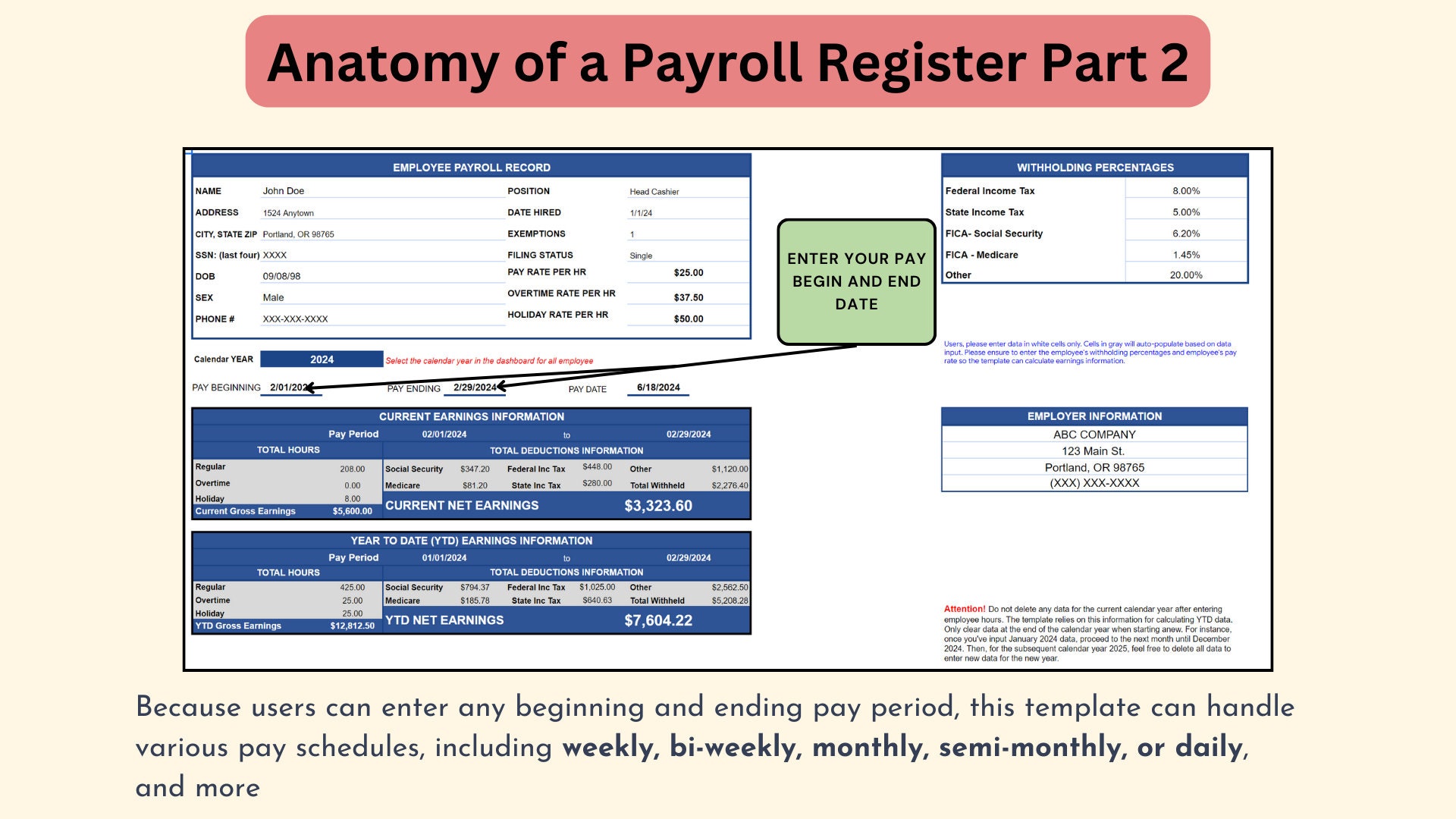 Payroll Calculator, YTD Pay, Current Net Pay, Payroll Dashboard ...