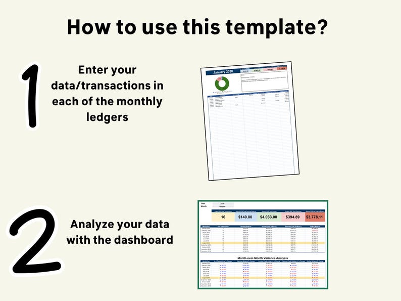Monthly Accounting Ledger Dashboard: Google Sheets & Excel - Etsy