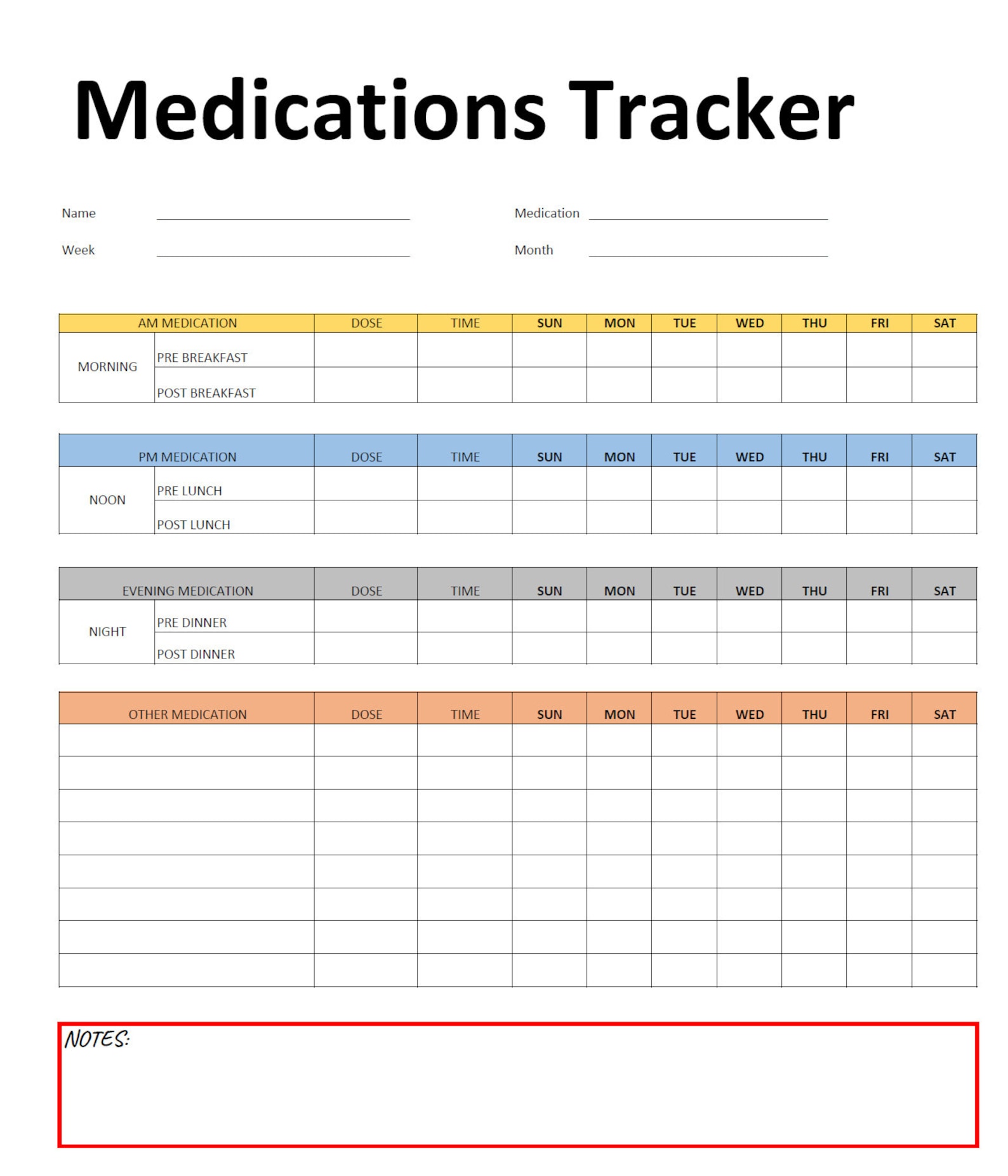 Editable Medication Tracker: Medicine Chart & Supplement Log (fillable ...