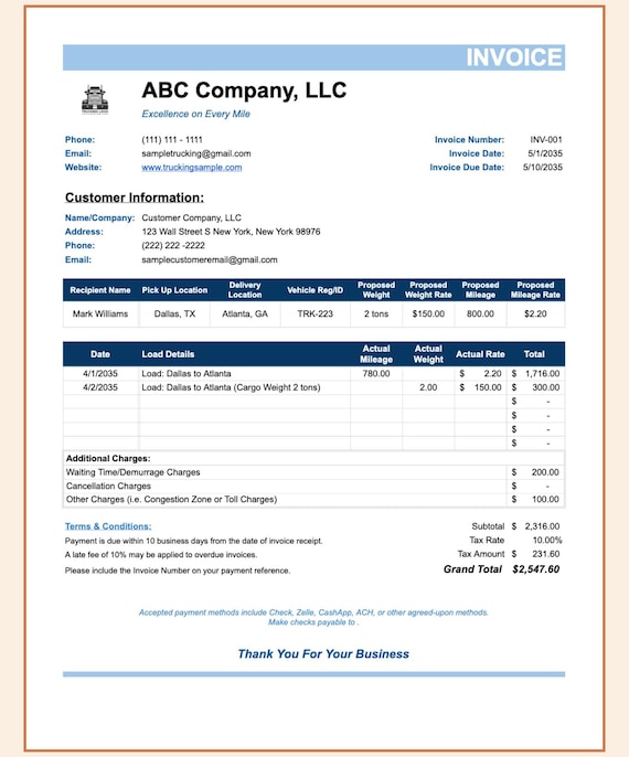 Logistics Invoice Sales Invoice Template For Excel