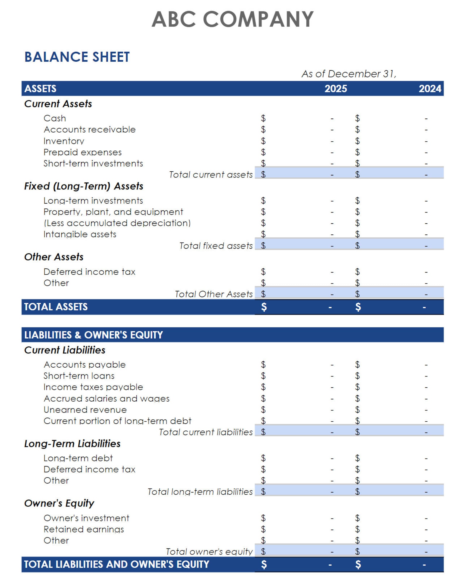 Balance Sheet Template, Balance Sheet, Business Balance Sheet, Two ...