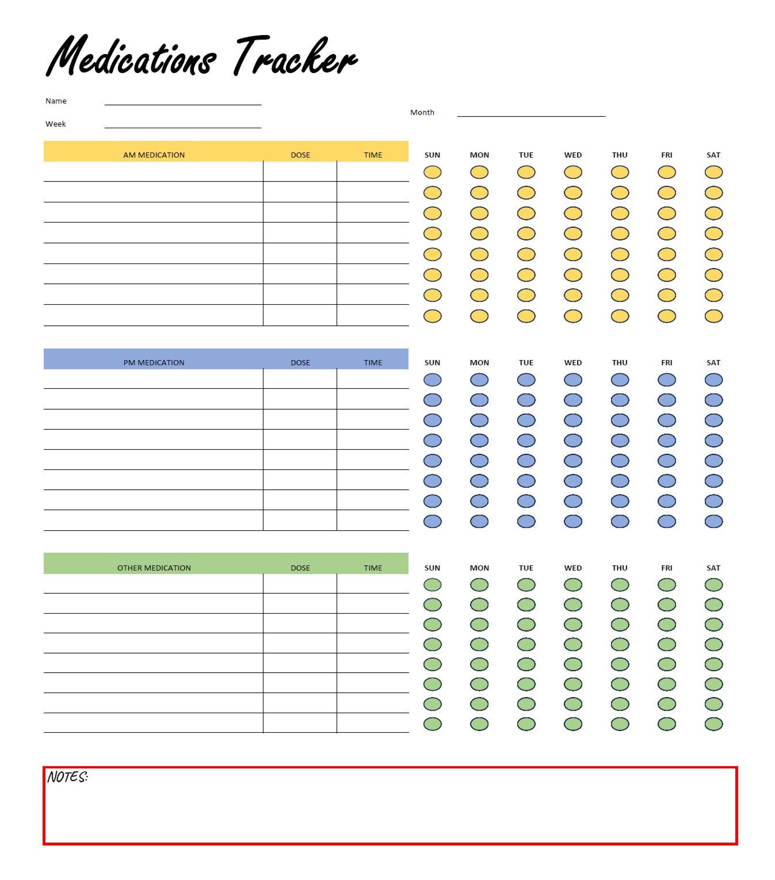 Editable Medication Tracker: Medicine Chart & Supplement Log (fillable ...