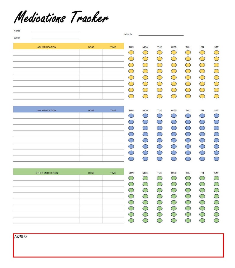Editable Medication Tracker: Medicine Chart & Supplement Log (fillable ...
