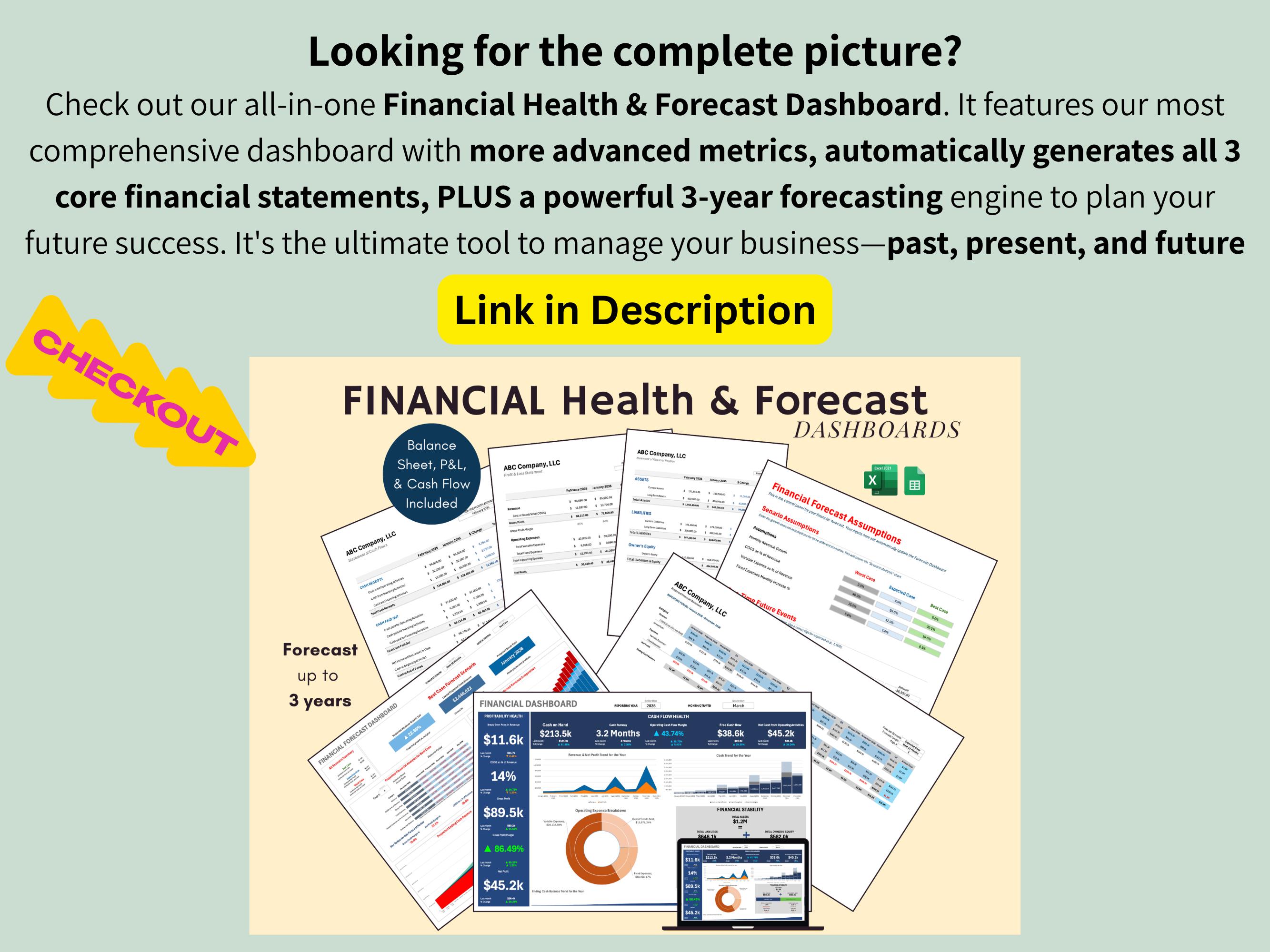 Financial Dashboard: Balance Sheet, Income & Cashflow Statement for ...