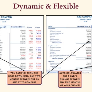 Balance Sheet Template, Monthly Balance Sheet Comparison, Month Over ...