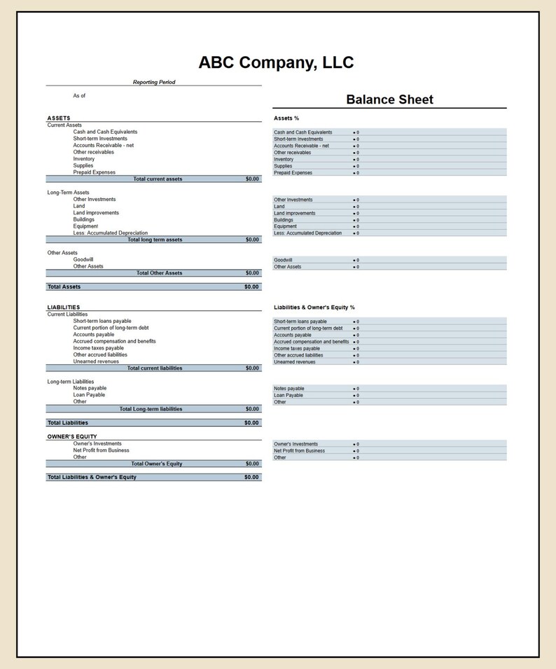Small Business Balance Sheet Template: Financial Statement (google ...